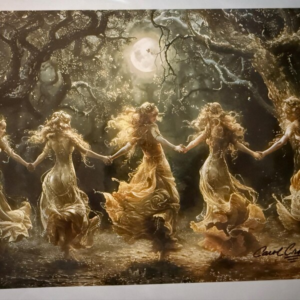 Dreamy Moon Goddess Art Print, Enchanted Moon Wall Art, Moon Goddess ...