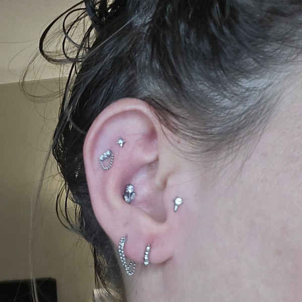 20G/18G/16G Tiny Marquise Push Pin Labret Threadless Flat Back Earring ...