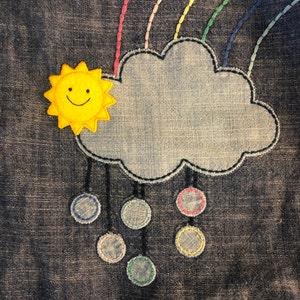 Iron on Embroidered Cloud Motifs/patches Rainbow and Cloud | Etsy UK