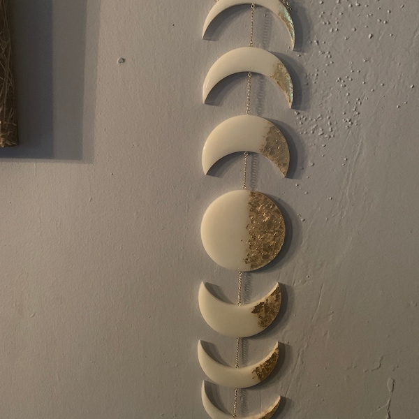White and Gold Moon Sequence Wall Hanging - Etsy