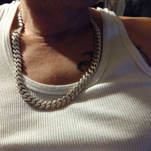 12mm Silver Miami Cuban Chain. Stunning Solid 925 Sterling Silver Links ...