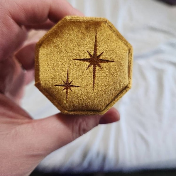 The Stars Gold Velvet Ring Box - Etsy
