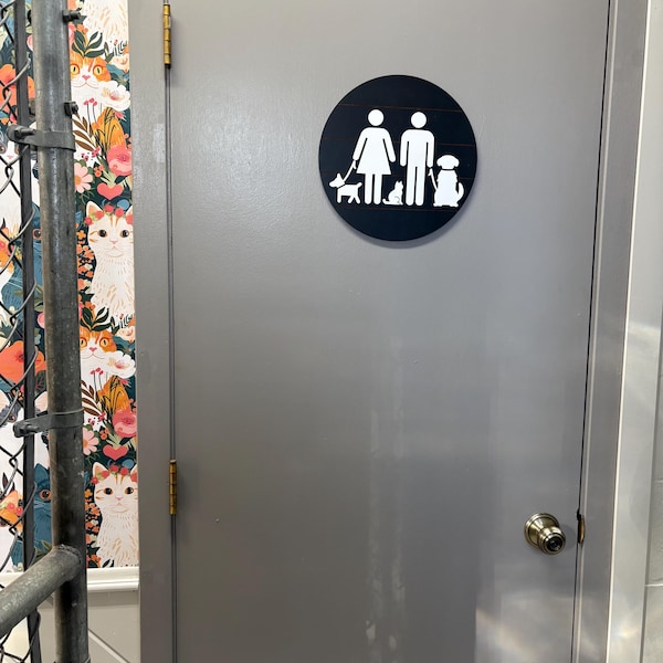 3D Restroom Sign With Pets Restroom Sign for Veterinarian Office Gift ...