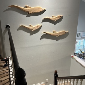 Hand Carved Wooden Dolphin ANY Size/color Wall Art Wooden Animals Wall ...