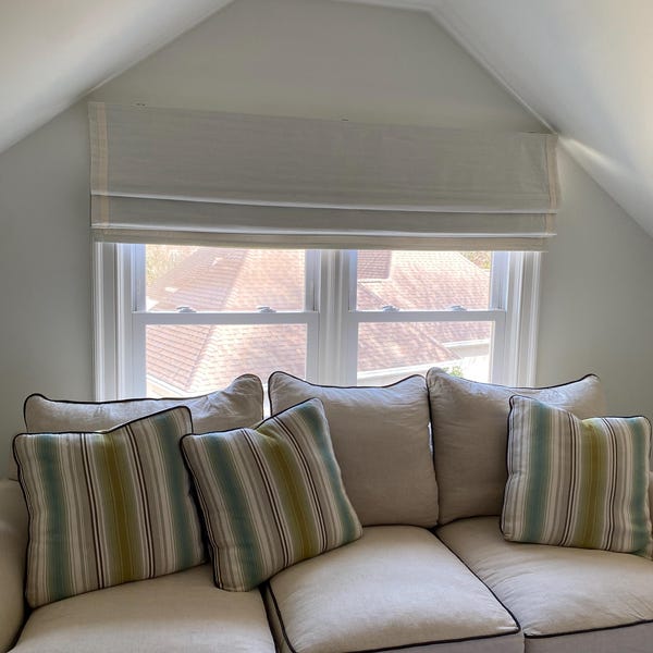 Cream Linen Roman Shades, Drawstring System, Blackout or White Lining ...