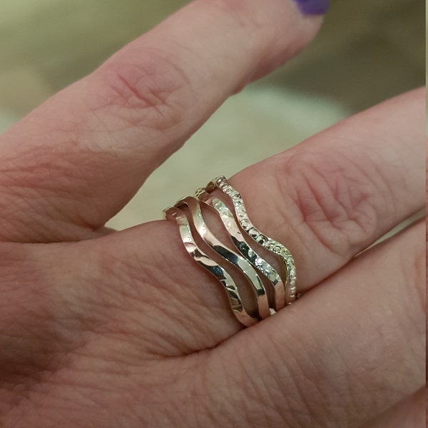 Set of 4 Silver Stack Rings - Etsy UK