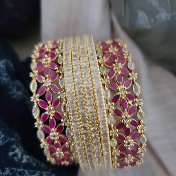 Indian Golden CZ Bangles/bracelets American Diamond Bangles/cubic ...