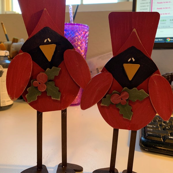 Standing Cardinals Pair Unfinished Wood Craft DIY Kit Blank Winter ...