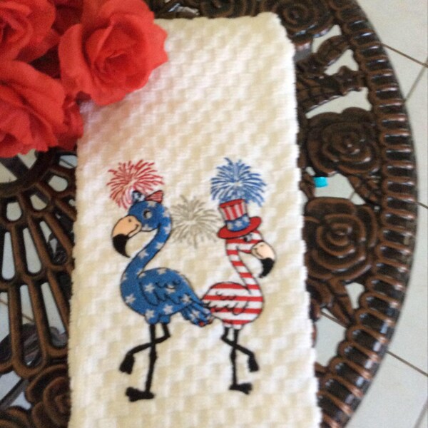 American Flamingo Embroidery Design / Patriotic Flamingo / Fireworks ...