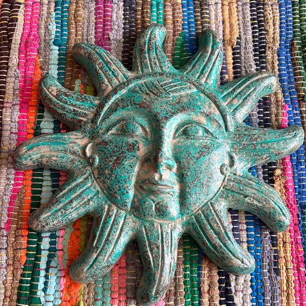 Clay Sun-12 Inch-hand Painted-garden-handmade-garden Decor-wall-patio ...