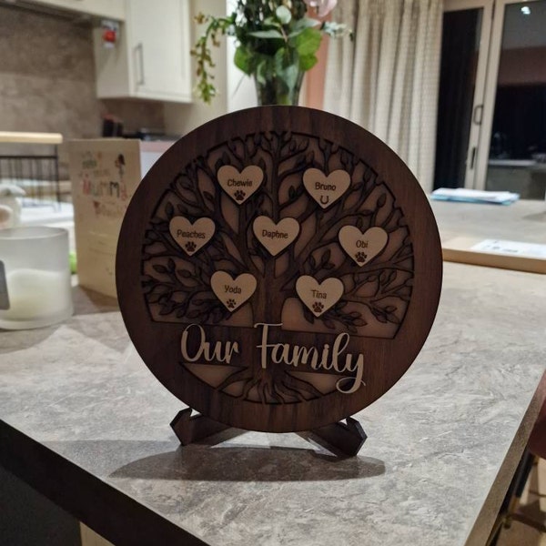 Personalised Family Tree Wooden Family Tree Gift Hanging Family Tree ...