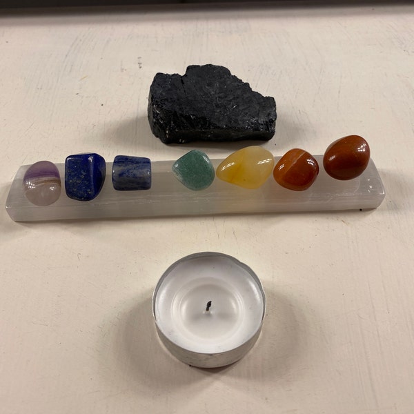 Complete Meditation Chakra Set With Selenite Charging Station and ...
