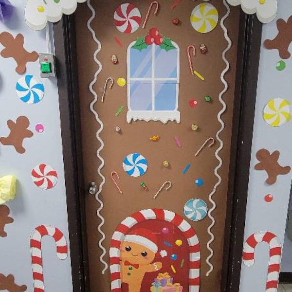 Gingerbread Christmas Classroom Door Decor Kit (printable PDF) - Etsy
