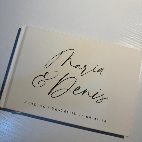 Elegant Minimal Wedding Guest Book, Minimalist Custom Wedding Hardcover ...