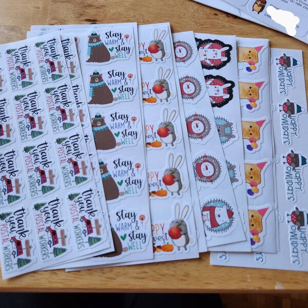 Merry Mail Stickers, Christmas Happy Mail Stickers, Cat Dog Christmas ...