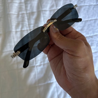 Sunglasses Men Hip Hop Shades Fashion Designer Gold Frame Square Black ...