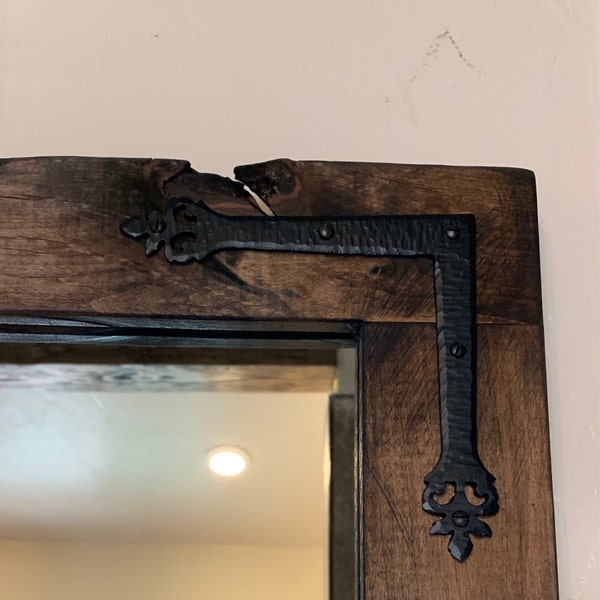 2 Pack 6.5” Forged Decorative L Corner Bracket Right Angle Brace for Barn Doors, Farmhouse ...