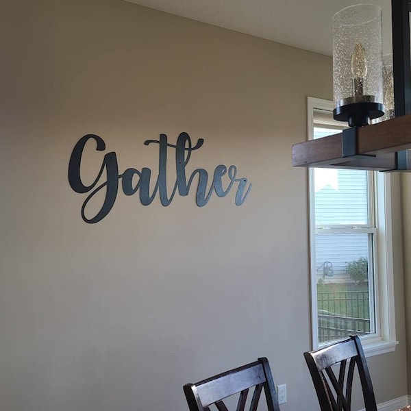 Rustic Gather Word Sign Farmhouse Metal Wall Art for Housewarming ...