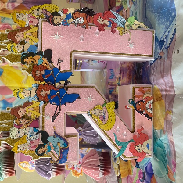 Princess 3D Letters or Numbers| Princess Party Theme | Princess ...