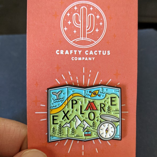 Explore Map Enamel Pin Badge, a Great Pin for Those Adventurous People ...