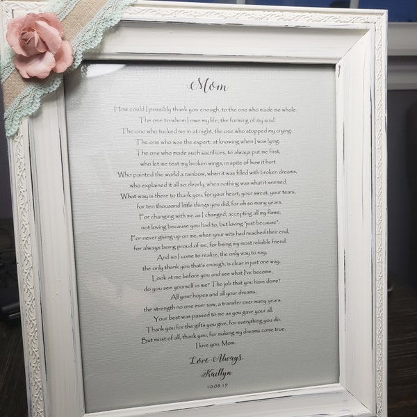 Mother of the Bride Poem - Bride Gift to Mom - Personalized Poem for ...
