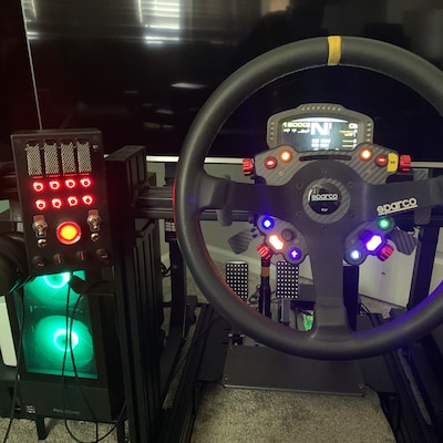 PC USB Button Box 31 Function Metallic Back Lit Green for Flight ...