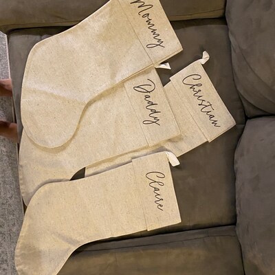 Personalized Christmas Stocking Custom Name Stocking Linen Stockings ...