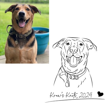 Custom Dog Outline, Dog Portrait INK, Pet Tattoo Commission, Line Art ...