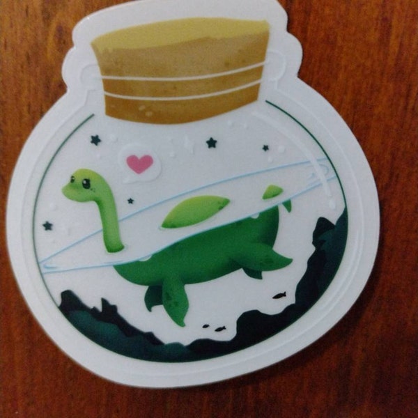 Nessie in a Bottle - Clear Waterproof Vinyl Sticker - Etsy