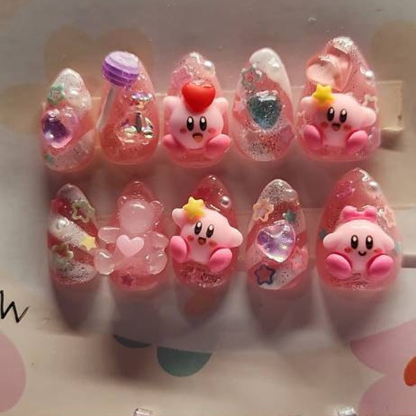 Kirby Y2k Nails/ Sanrio Nails /custom Press on Nails/ Hand Made Press ...