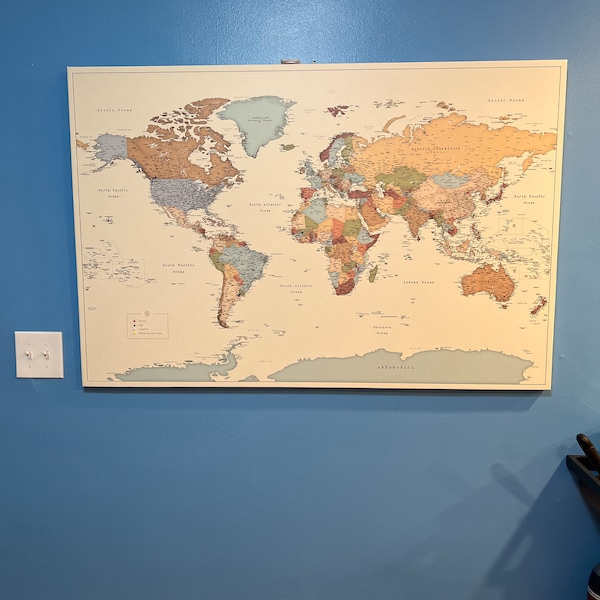 World Map Pin Board With Cities, Push Pin Canvas to Mark Where You Have ...