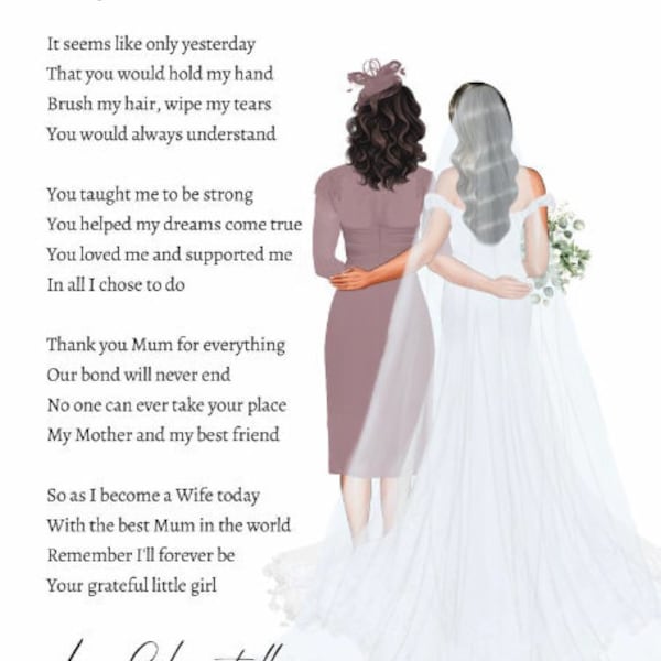 Mother of the Bride Poem | Gift From the Bride | Mum Wedding Day Thank ...