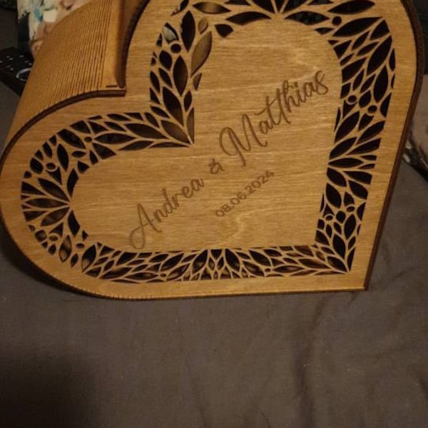 Personalized Heart Wedding Card Box: Rustic Wooden Gift - Etsy
