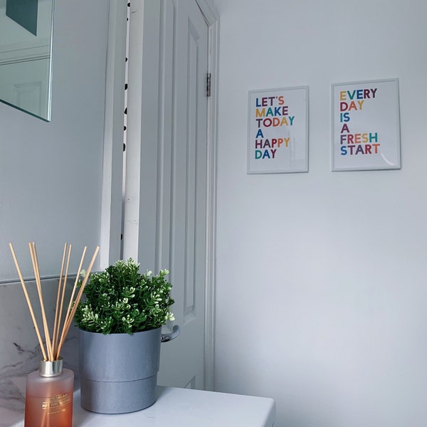 Let's Make Today A Happy Day Print | Childrens Room Decor | Rainbow ...