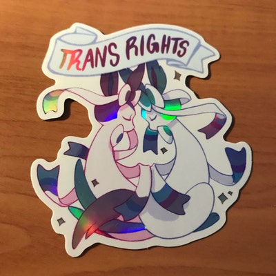 Trans Rights Pokemon Sylveon Eevee Evolution Holographic 3 Inch Vinyl ...
