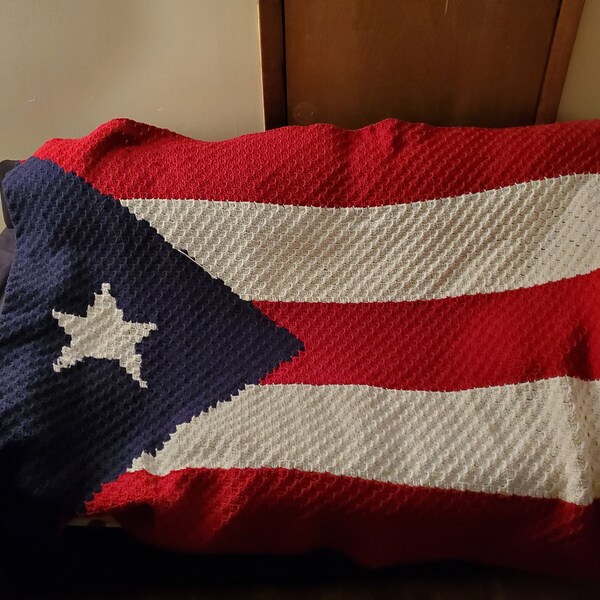 Puerto Rico Flag Afghan C2C Crochet Pattern, Graph and Written Row by ...