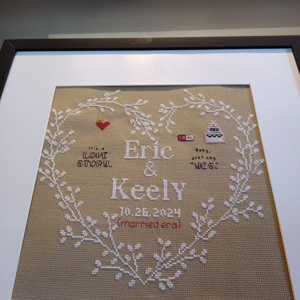 Wedding Modern Cross Stitch Pattern, Personalized Counted Cross Stitch ...