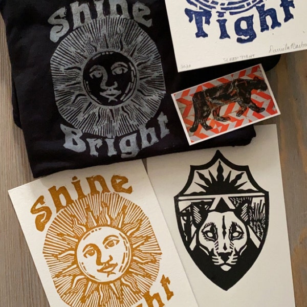SHINE BRIGHT Relief Print - Etsy