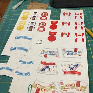 Printable Miniature Fast Food Box Fold Patterns: Fries, Cups, Chicken ...