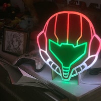 Metroid Samus Sign , Neon Like , LED , Light , Wall Decor, Night Light ...
