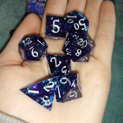 Celestial Crystal Dice Set for Dnd 7 Piece Sharp Edge Resin Dice Set ...