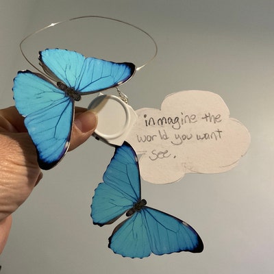 Blue Butterfly Paper Cutouts Realistic Morpho Butterfly Mockup, 4 ...