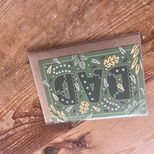 Botanical Leaves Dad Card / Father's Day Card for Nature Lover / Green ...