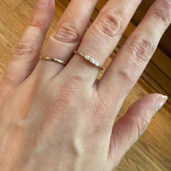 14K Solid Gold Pearl Ring, Real Natural Freshwater Pearl Ring, Minimalist Pearl Statement Ring ...