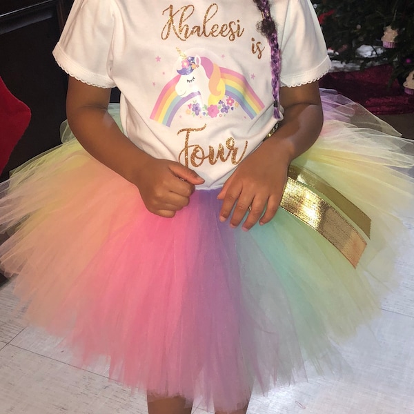 Unicorn Birthday Outfit, Unicorn Headband, Unicorn Rainbow Tutu Set ...