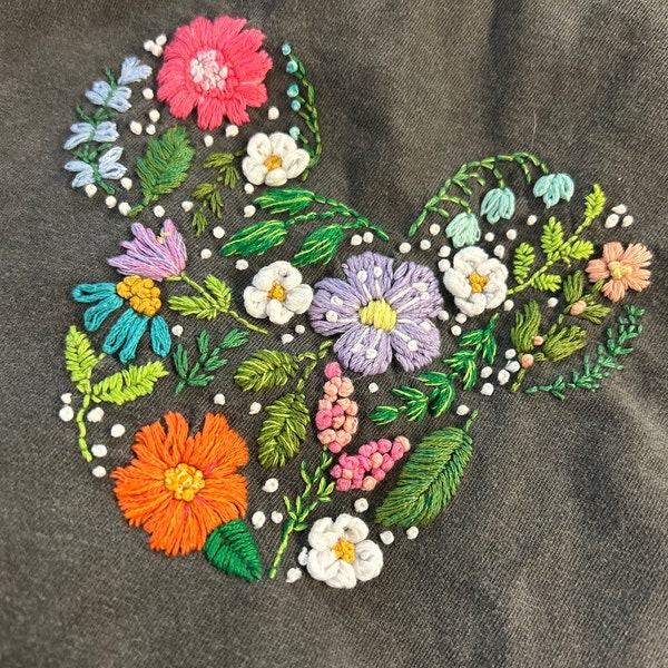 Flower Mickey Embroidery Pattern Floral Embroidery Pattern Mickey Hoop ...