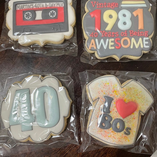 Vintage 40th Birthday Cookies - Etsy