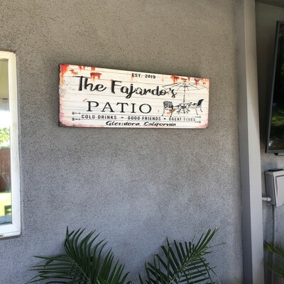 Rustic Patio Name Sign Personalized Patio Signs Outdoor Patio Decor ...