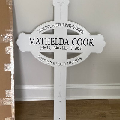 The Standard Extra Memorial Cross With Extra Text Line - Etsy