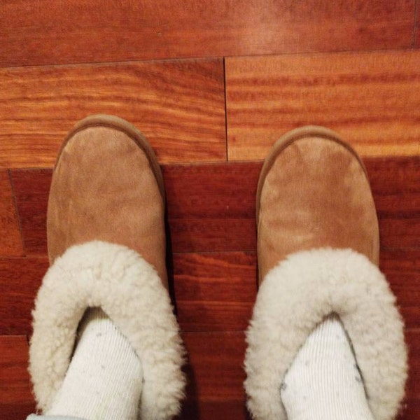 Camel-colored Mixed Slippers in Sheepskin Leather Slipper - Etsy